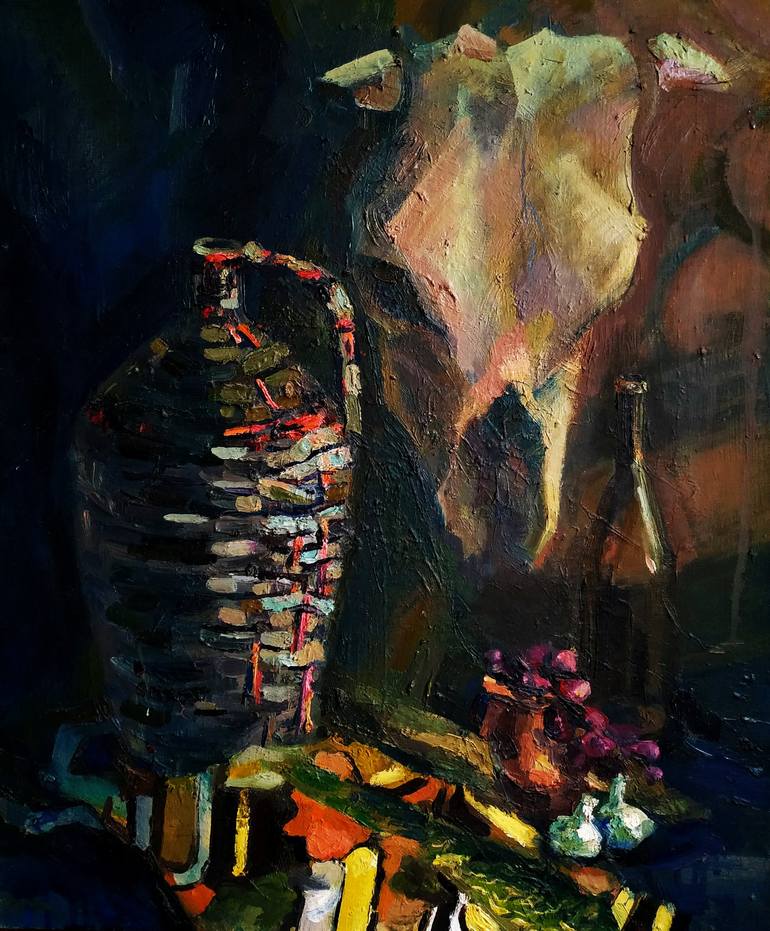 Still life with a cow's skull. Vanitas. Painting by Anastasiya ...