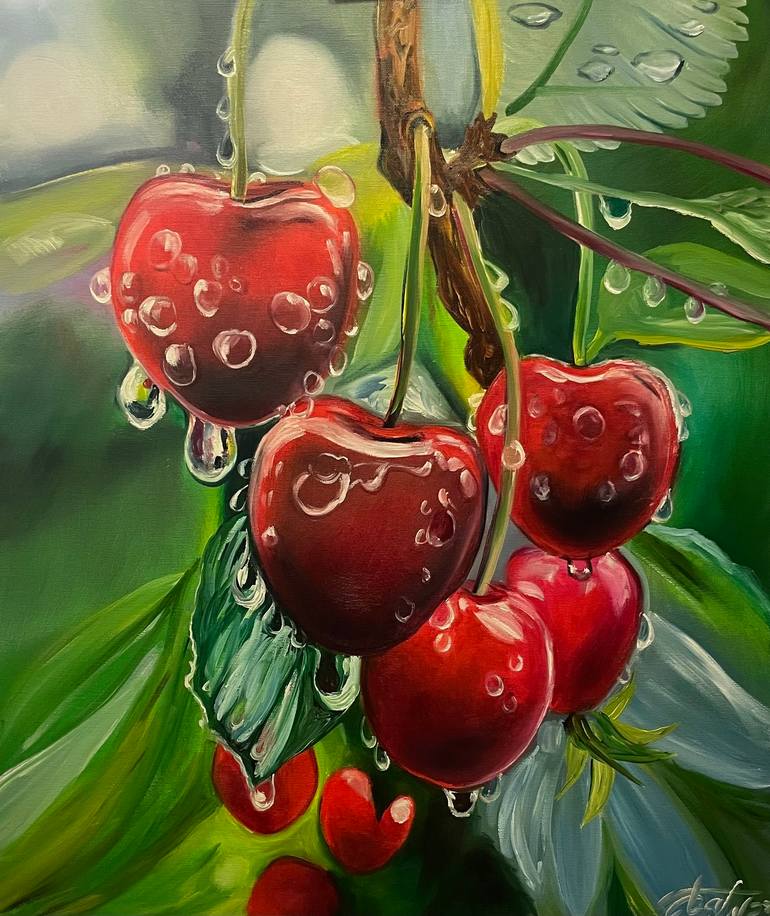 Ripe Cherry oil painting Painting by Anna Pavlovich-Naneva | Saatchi Art