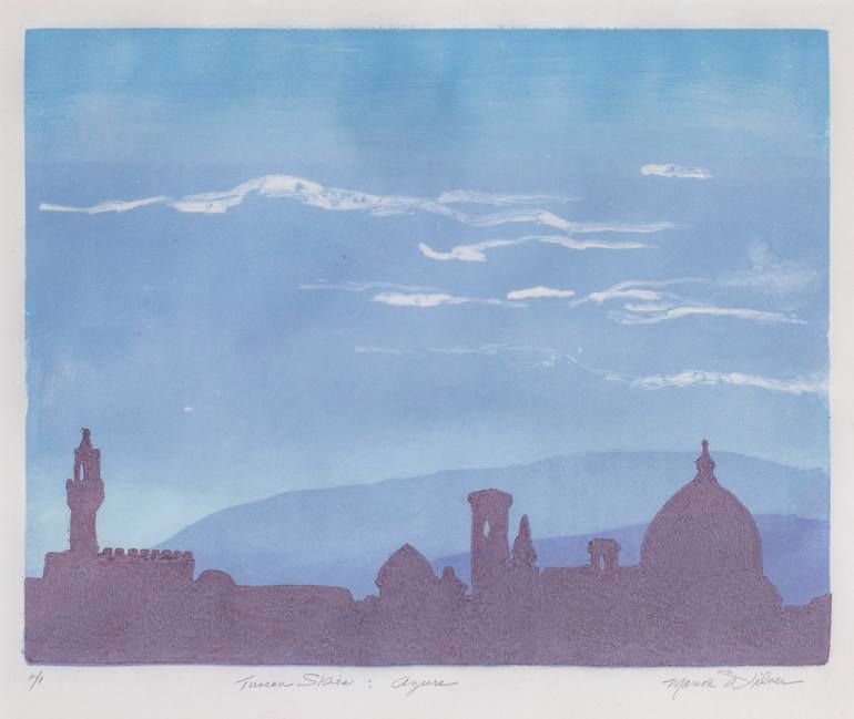 Tuscan Skies: Azure Painting by Marion Wilner | Saatchi Art