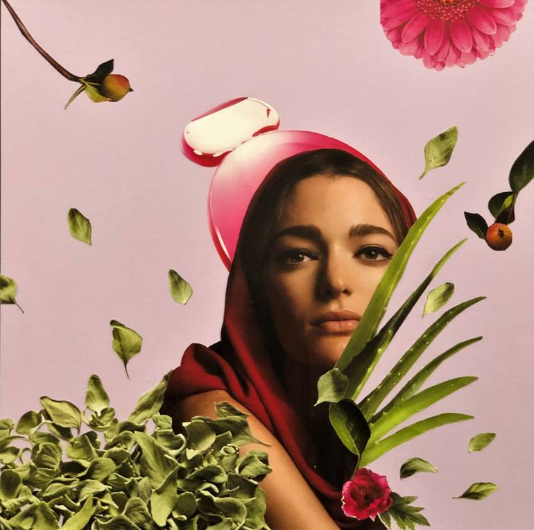 Pink Daisy Collage by Kms Art Studio | Saatchi Art