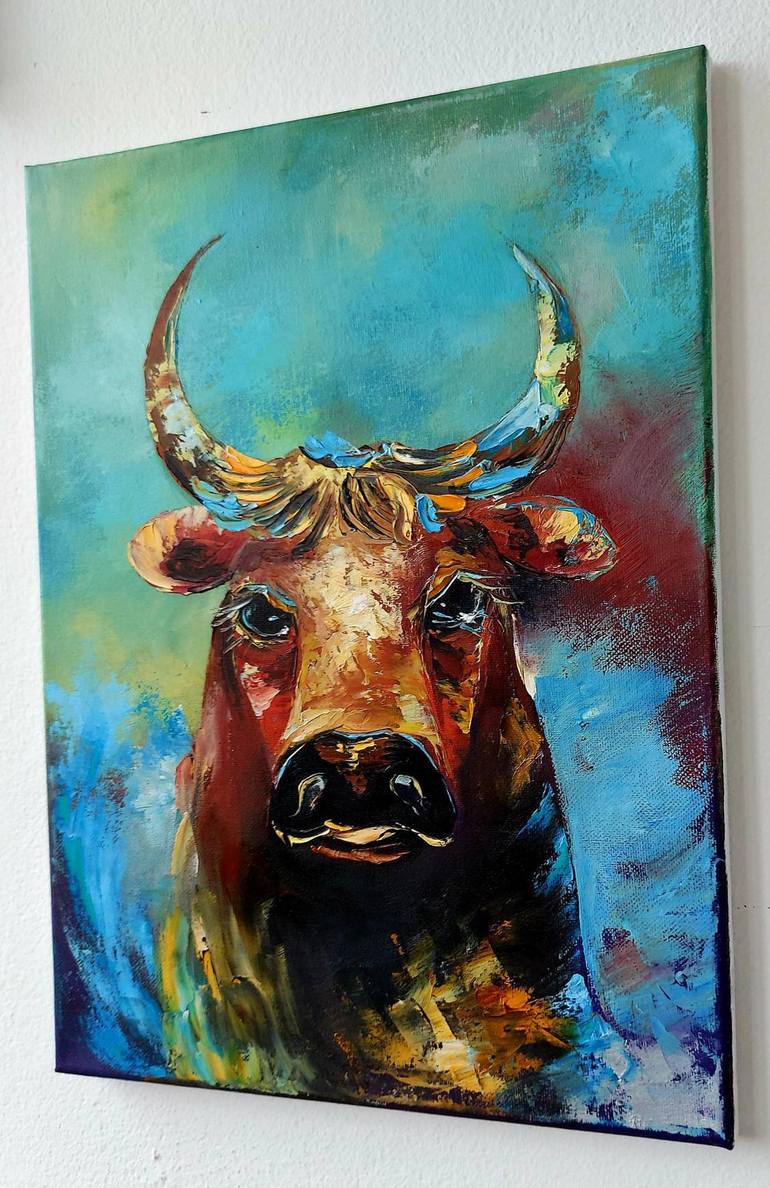 THE TAURUS. THE RAINBOW BULL. Painting by Margo Tartart | Saatchi Art