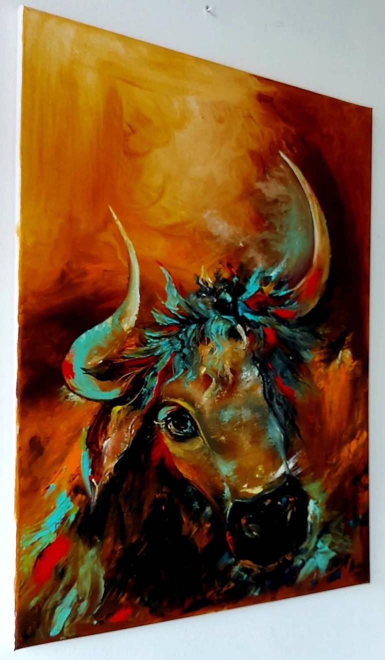 THE YOUNG BULL Painting by Margo Tartart | Saatchi Art
