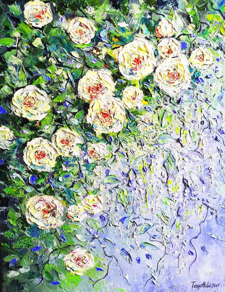 Rose bush Painting by Tatjana Obuhova | Saatchi Art