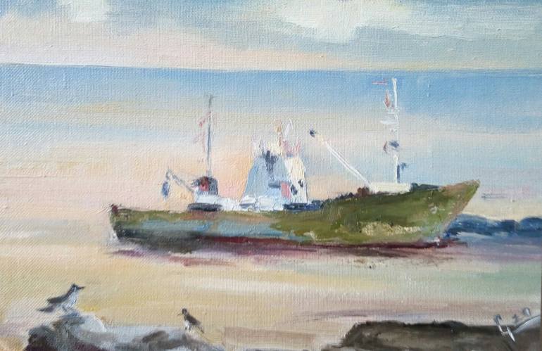 Fishing ship Painting by Aleksandr Berezhnoy | Saatchi Art