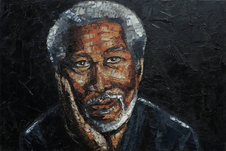 'Actor. Morgan Freeman's Portrait' Painting by Liby Nathan | Saatchi Art