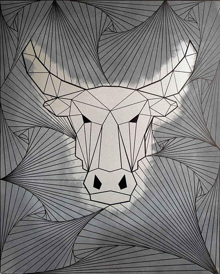 Metal bull Painting by Vera Zvyagina | Saatchi Art