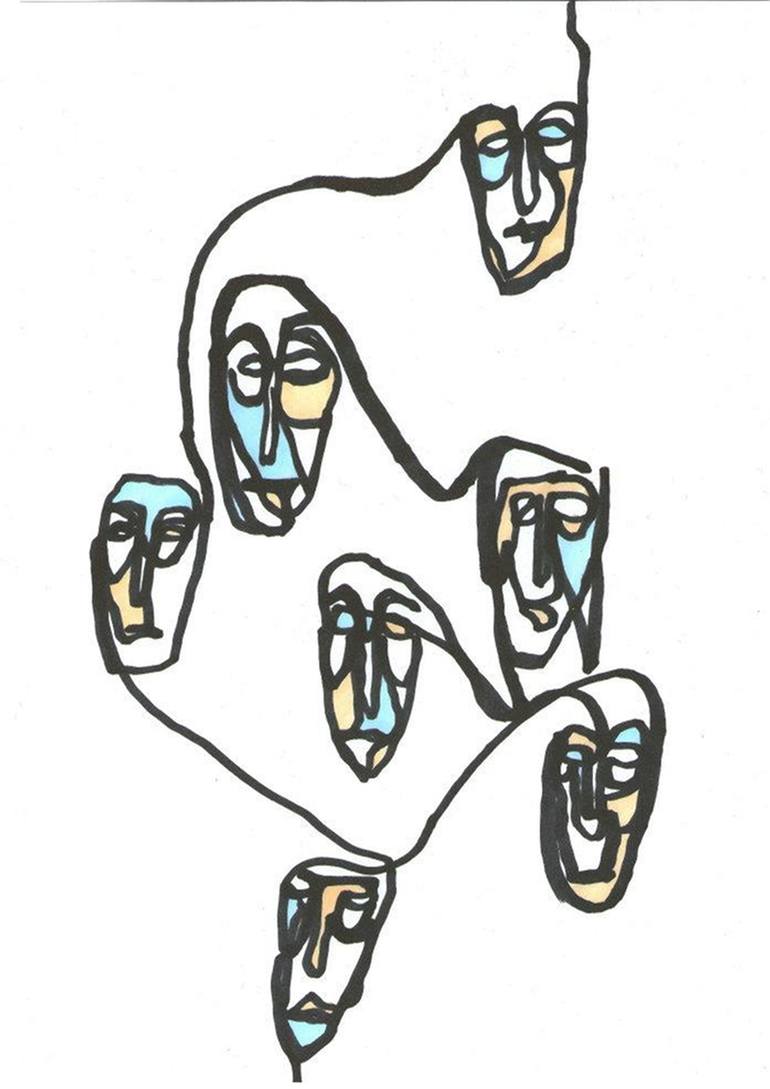 The Many Faces of Dissatisfaction Drawing by Rhian W | Saatchi Art