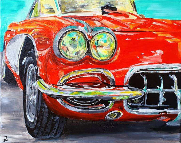HISTORIC CORVETTE Painting by Maria Sabrina Viviani | Saatchi Art