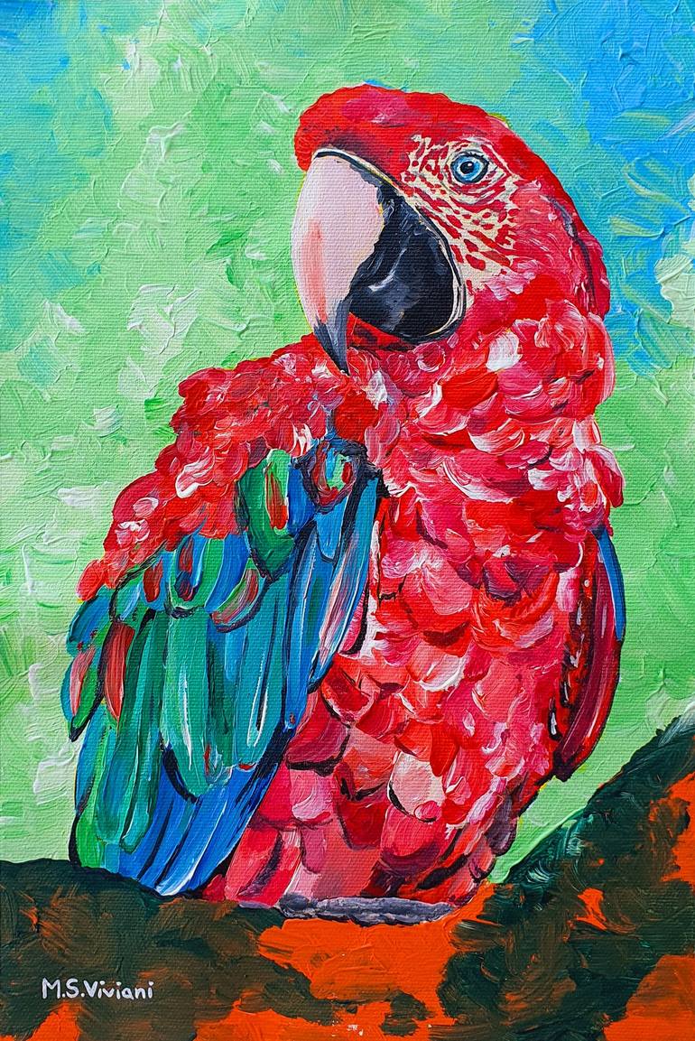 Parrot Tenerife Painting by Maria Sabrina Viviani | Saatchi Art