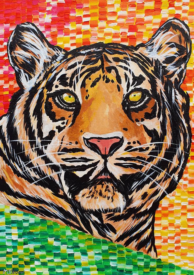 Abstract Tiger Painting by Maria Sabrina Viviani | Saatchi Art
