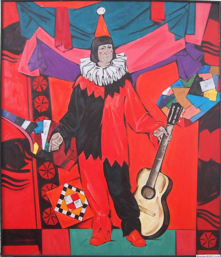 Old harlequin Painting by Yuri Voronov | Saatchi Art