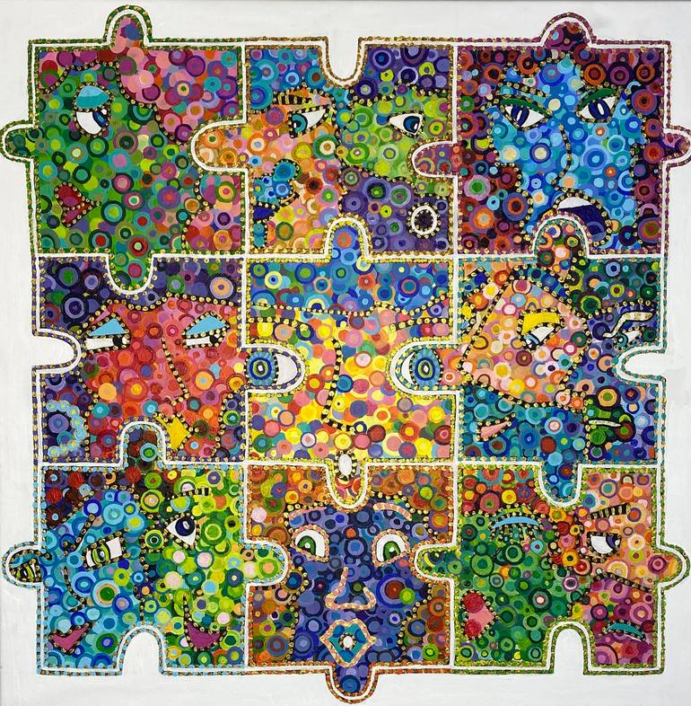 Puzzled people Painting by Kasia Laskowska | Saatchi Art