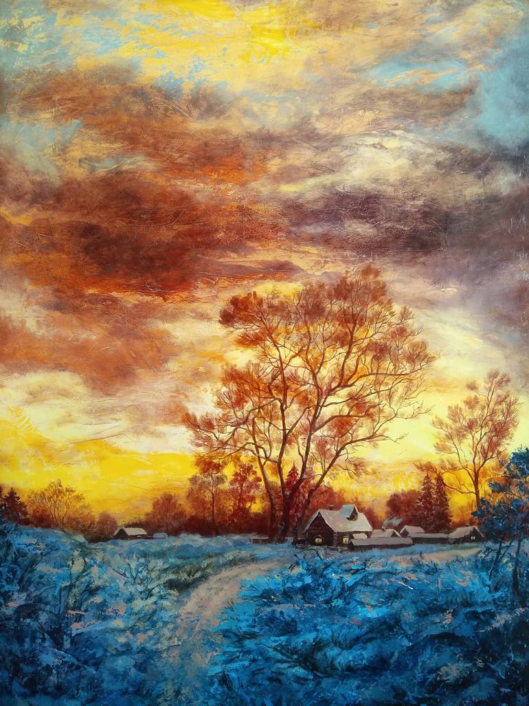 Copper sunset. Painting by Olga Farukshina | Saatchi Art