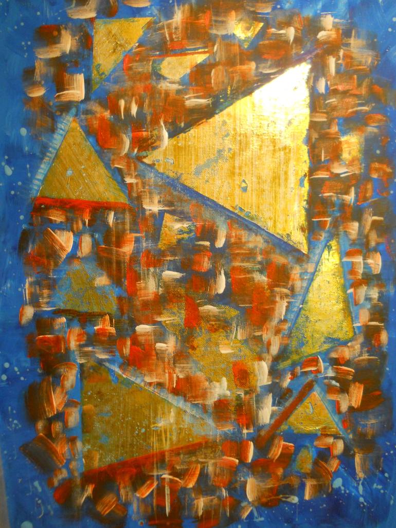 Big Gold Triangle Painting by Elena Trifonova | Saatchi Art