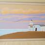 Oil Painting of Sunset Over Tacking Point Lighthouse Painting by Diane ...