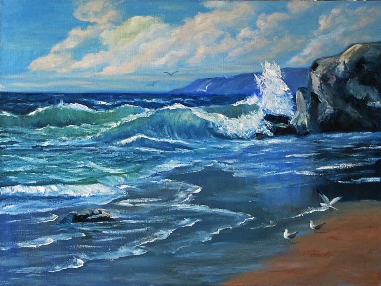 Surf. Painting by Olga Yashchenko | Saatchi Art
