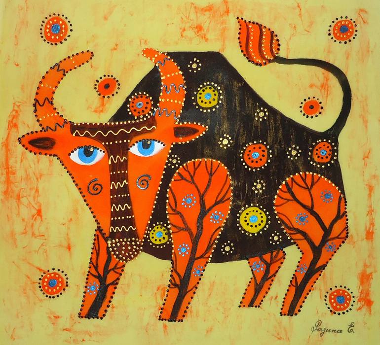 Year of the Ox Painting by Елена Разина | Saatchi Art