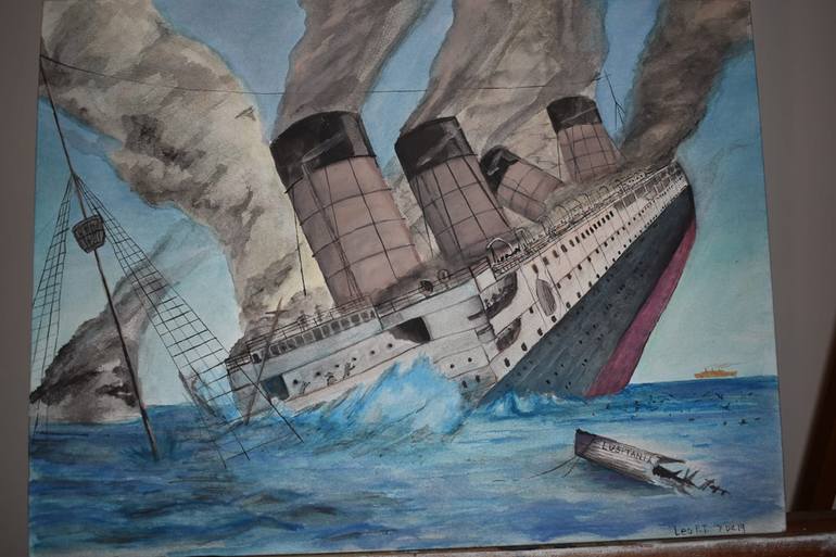 Hundimiento del RMS Lusitania Painting by Leonel Fonseca | Saatchi Art