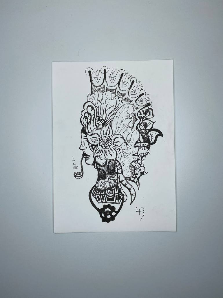 Smoking Shaman Drawing by Linda Kalasnikova | Saatchi Art