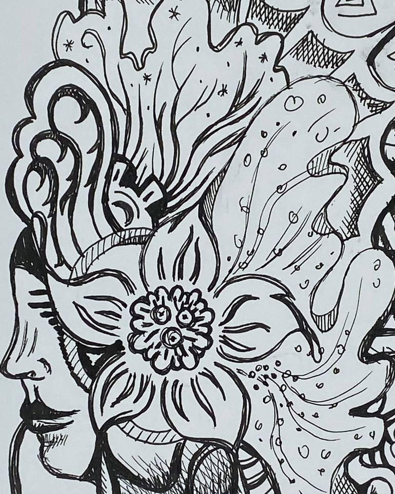 Smoking Shaman Drawing by Linda Kalasnikova | Saatchi Art