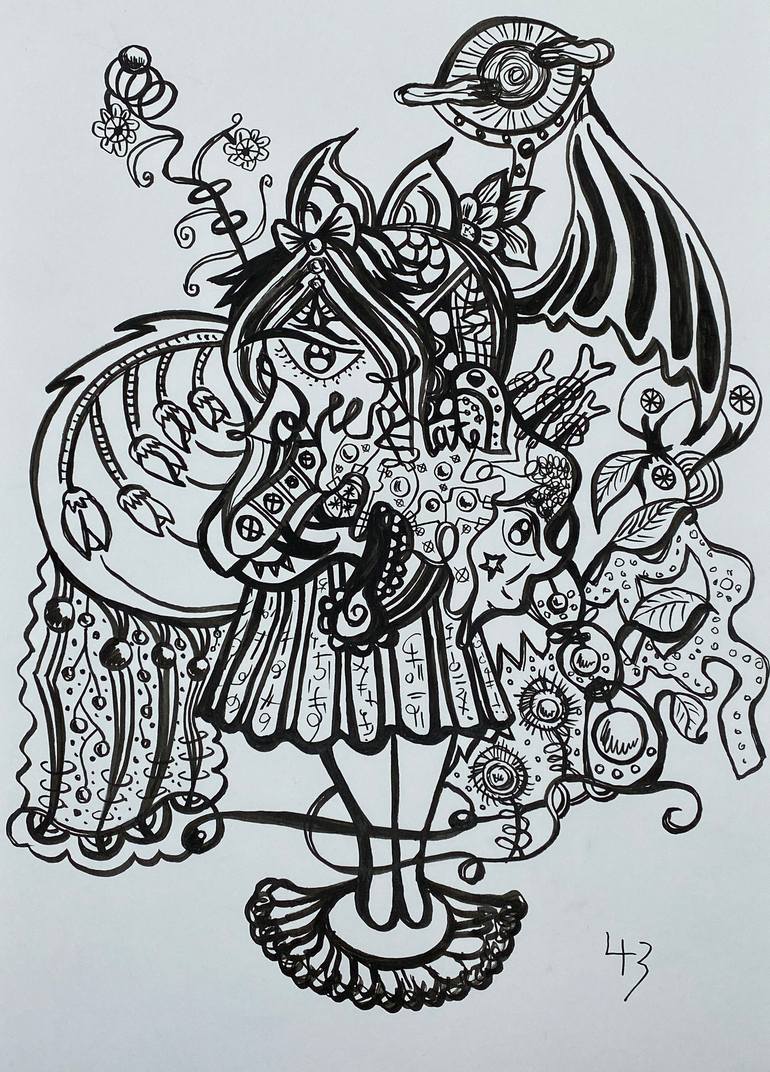 My Selfish Girl Drawing by Linda Kalasnikova | Saatchi Art