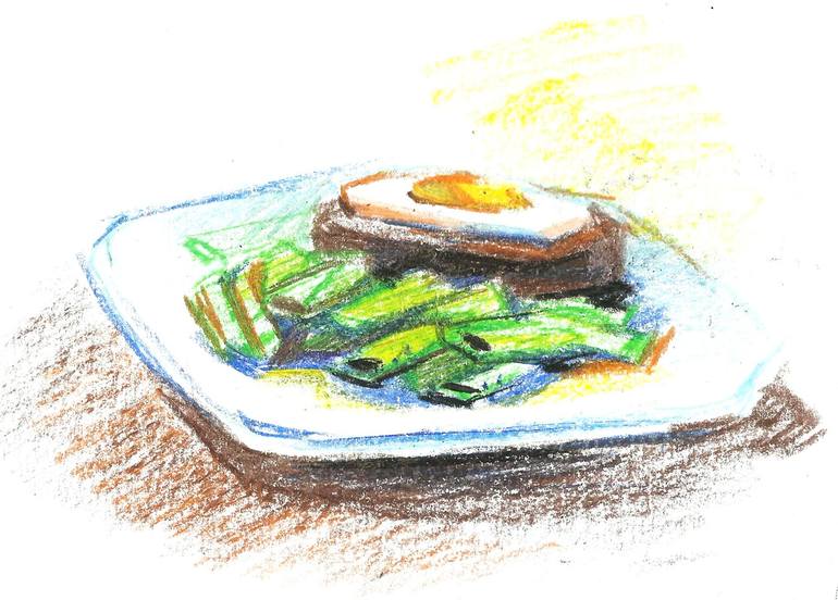 Pesto Pasta Drawing by Polina Razina | Saatchi Art