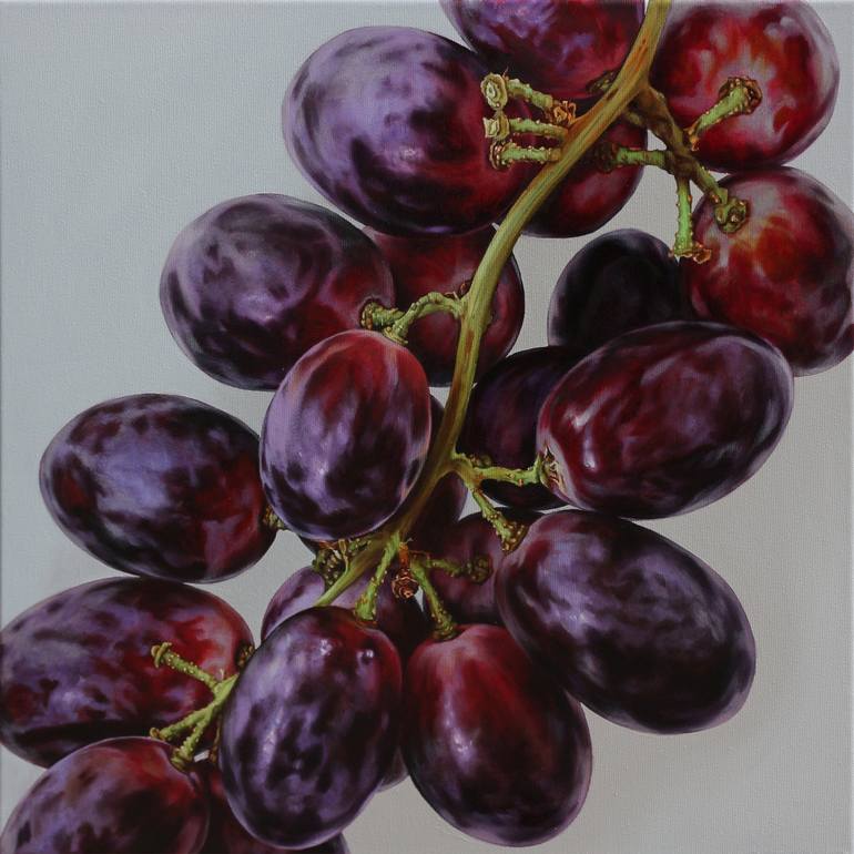 Red Grapes Painting by Ekaterina Gasmi | Saatchi Art