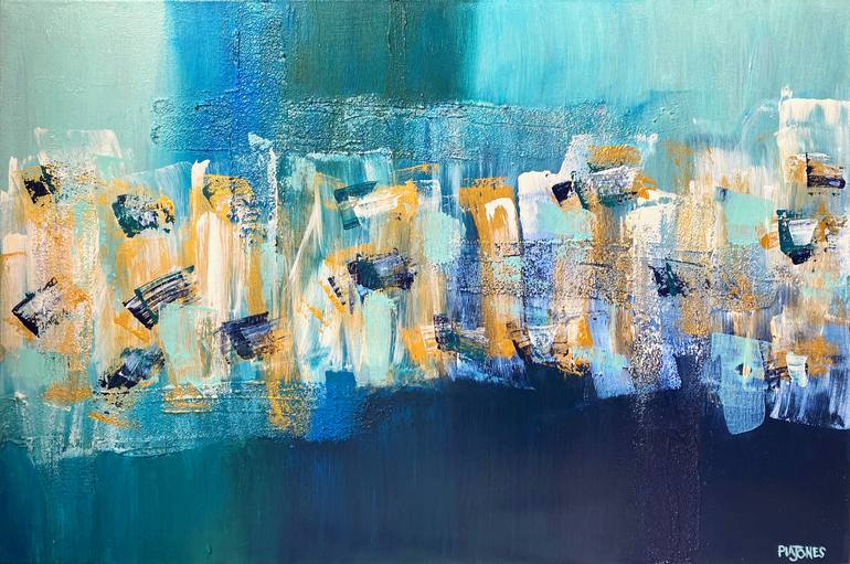 Golden Wave Painting by Pia Jones | Saatchi Art