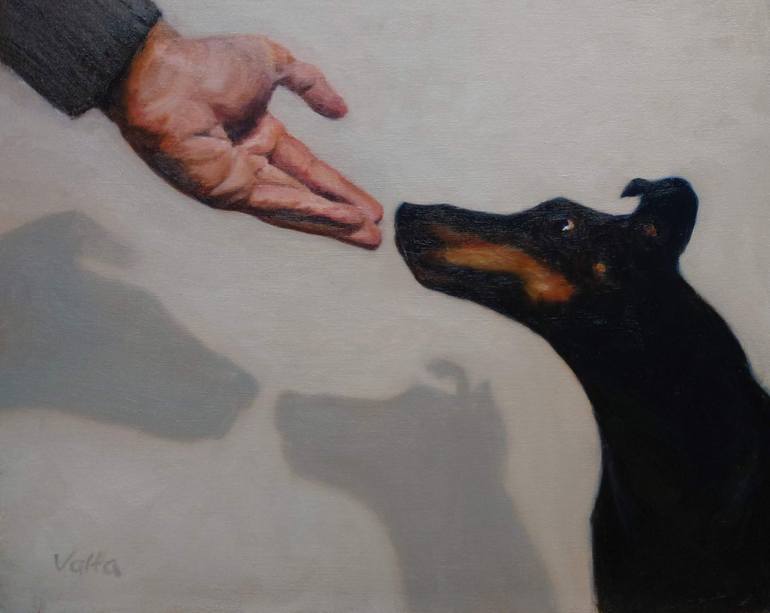 Hands' Private Life. Friend or Foe? Painting by Val Valta | Saatchi Art