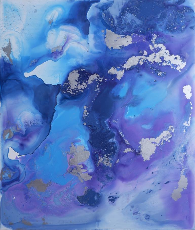 Blue silk Painting by Maria Malachovskaya | Saatchi Art