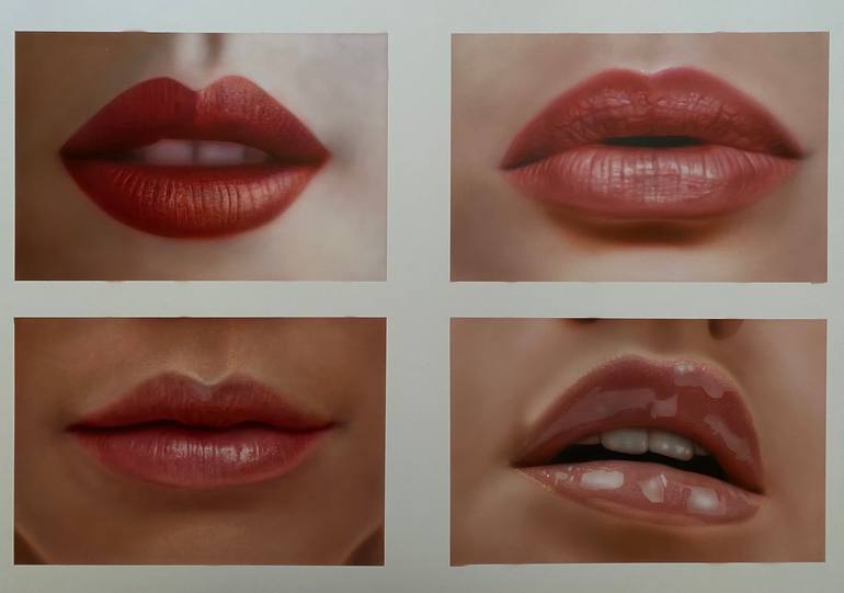 Realistic plump sensual lips Painting by Dolgor Dugarova | Saatchi Art