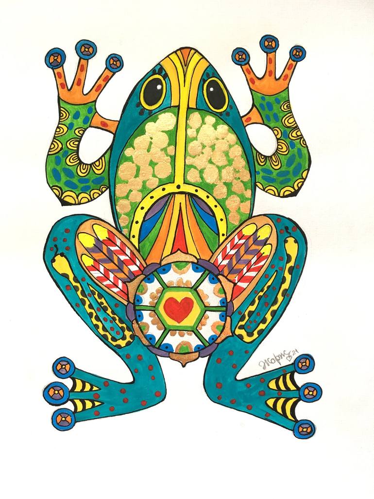 Totem frog-toad Painting by Olga Jorjia | Saatchi Art