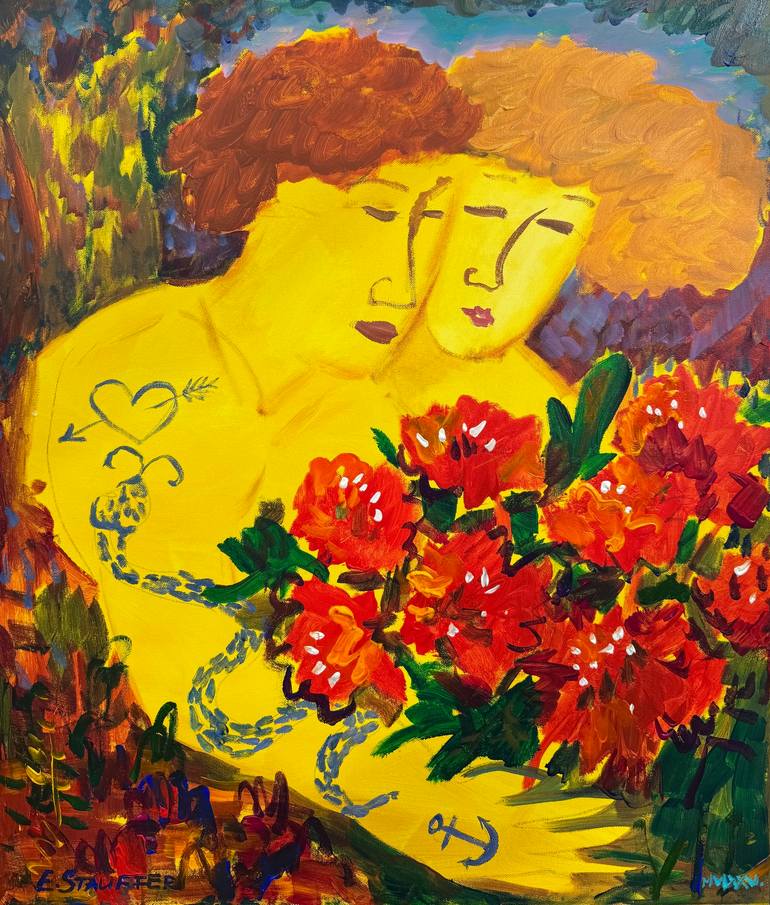 Des fleurs pour ma bien-aimée Painting by Elena Stauffer | Saatchi Art