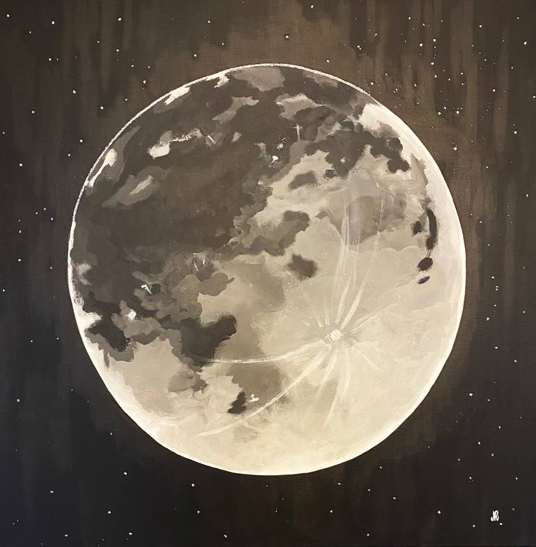 Black Silver Moonlight, I love you. Painting by Nadia Rivera | Saatchi Art