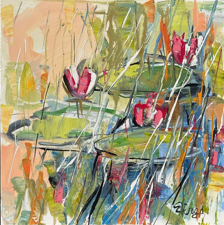 Water Lillies Painting by Mona Berga | Saatchi Art