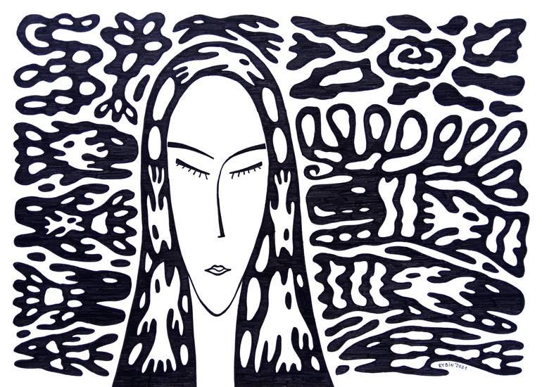 Lady of the fish Drawing by Dmytro Rybin | Saatchi Art