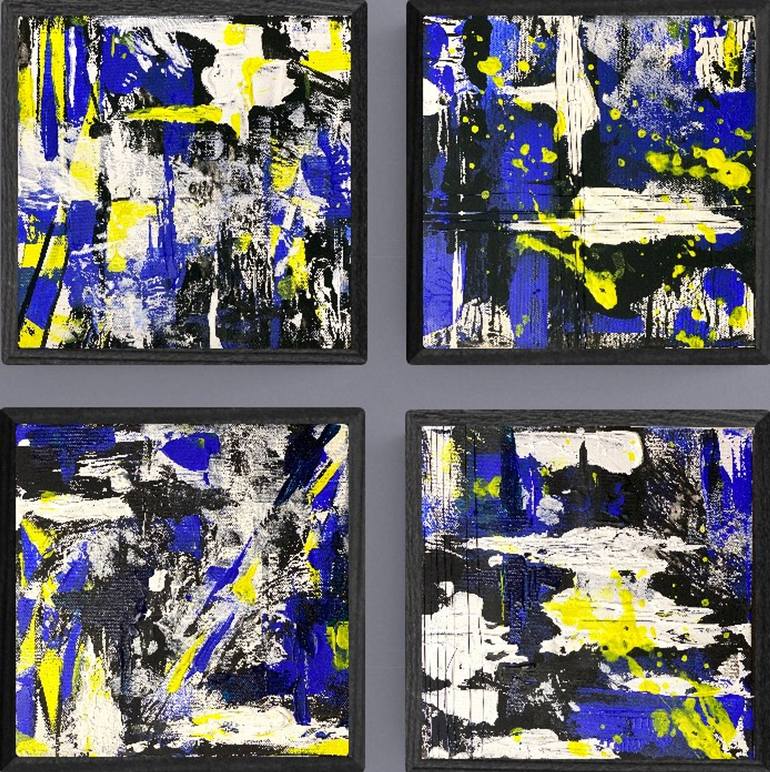 Quadriptych As a String Abstract 20x20 each Painting by Alina Khramova | Saatchi Art