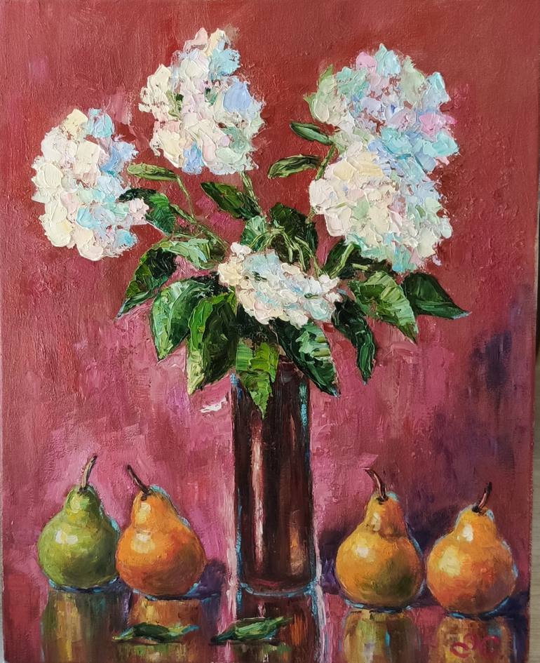 Hydrangeas and pears Painting by Elena Safonova | Saatchi Art