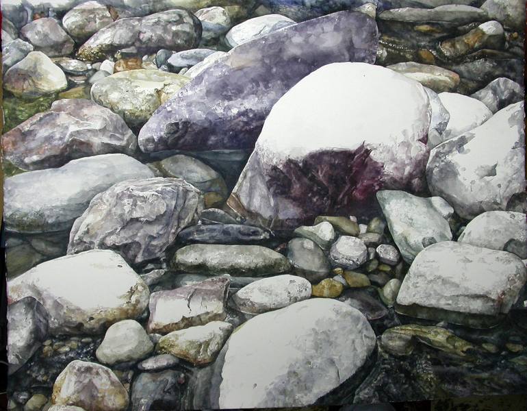 Old Mill Riverbed Painting by Drew Cherrington | Saatchi Art