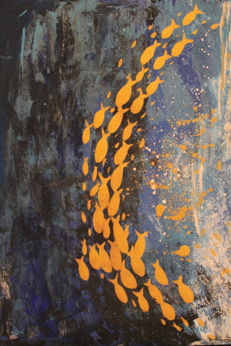 gold fishes Painting by natia loria | Saatchi Art