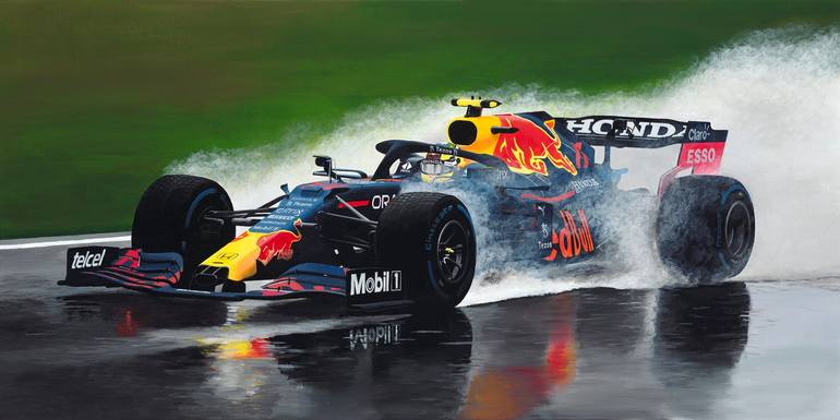 Sergio Checo Perez Red Bull Racing F1 Spa 2021 Painting Painting by ...