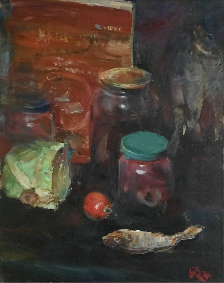 original oil painting still life with fish still life oil painting ...