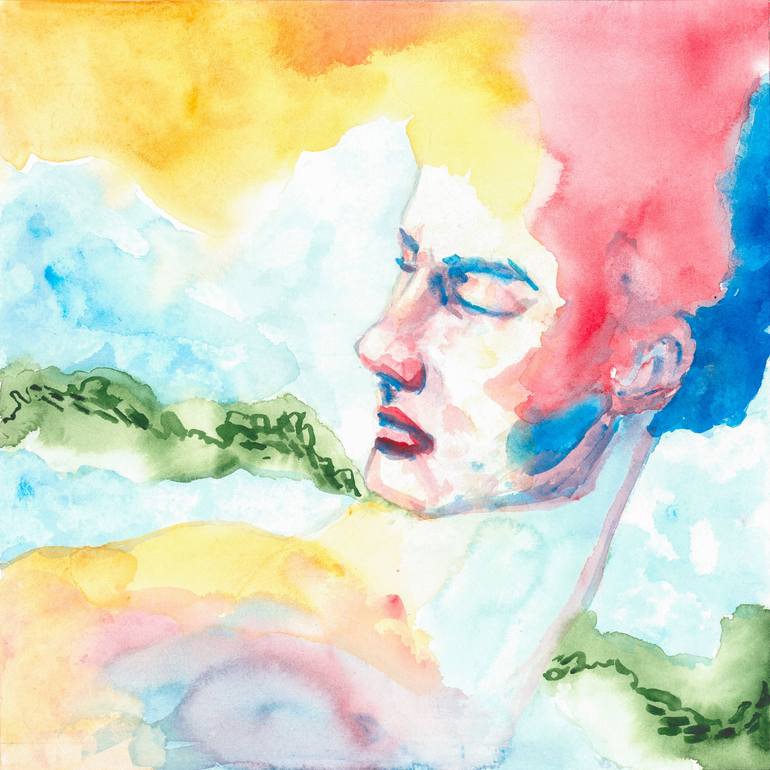 Abstract human portrait. Figurative art. 10x10x0.1 inc/ 25x25x0.1 cm ...