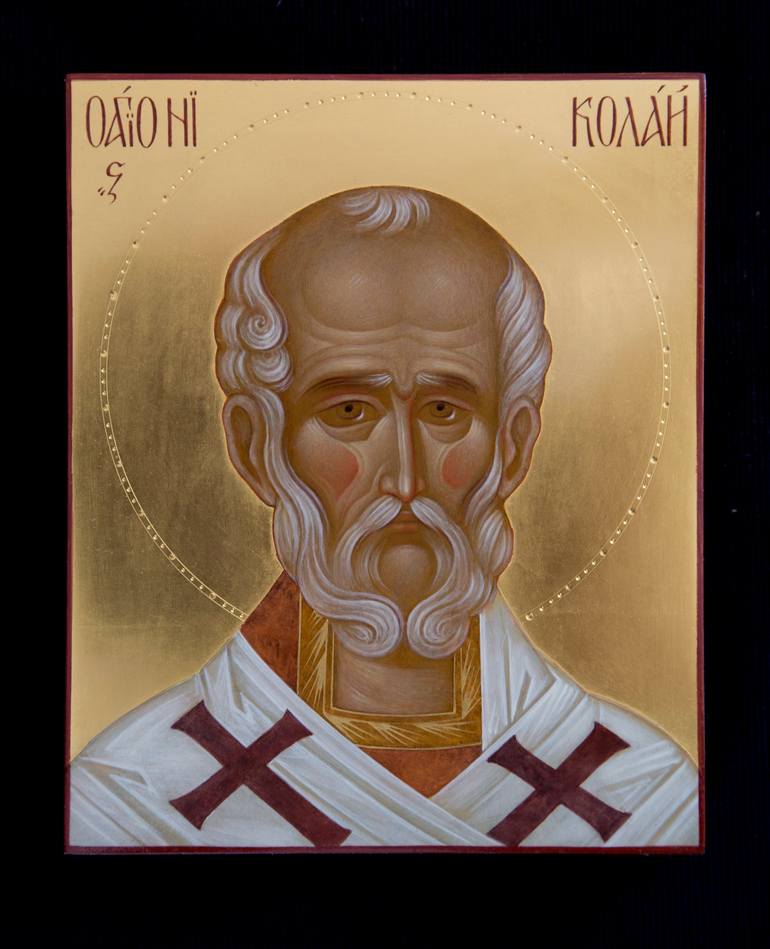 Icon of Saint Nicholas Painting by Yuliia Bolshynska | Saatchi Art