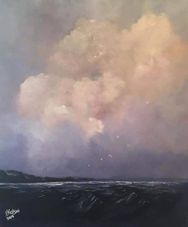 UNDER THE CLOUDS Painting by Virginia Katsini | Saatchi Art