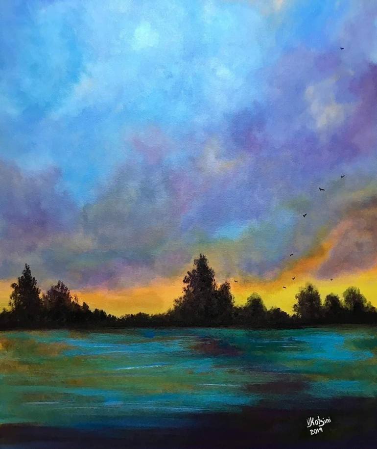 CLOUD REFLECTIONS Painting by Virginia Katsini | Saatchi Art