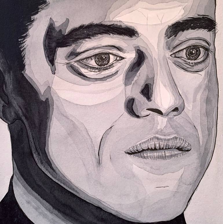 Portrait of Rami Malek Painting by Victoria Laskov | Saatchi Art