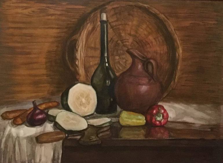 still life dining watercolor painting Drawing by Dairin Kalash ...
