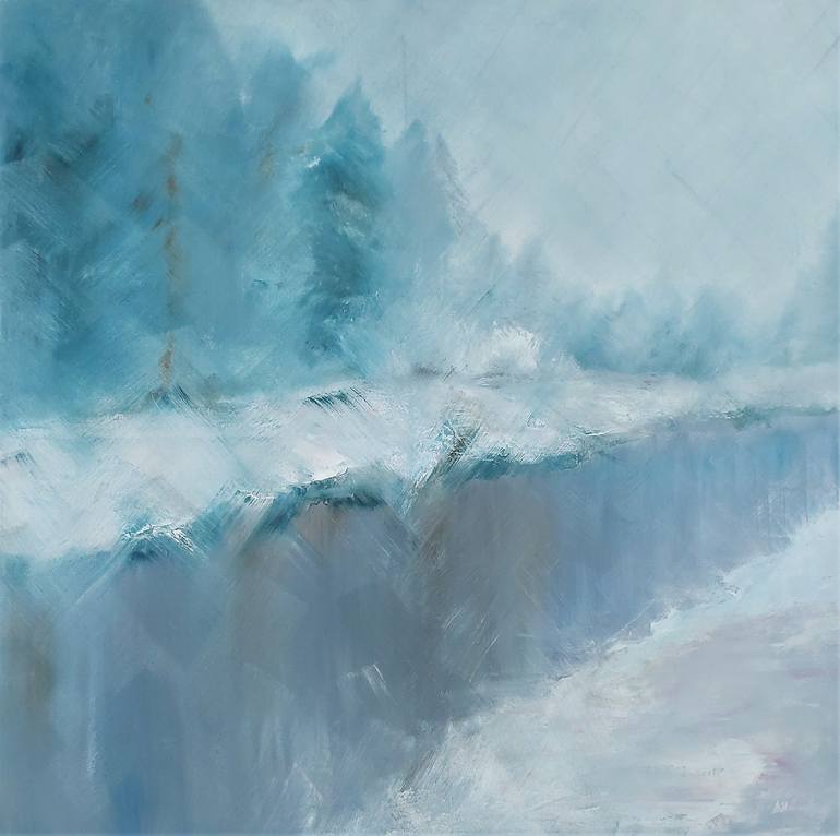 Winter river Painting by Victoria Novichkova | Saatchi Art