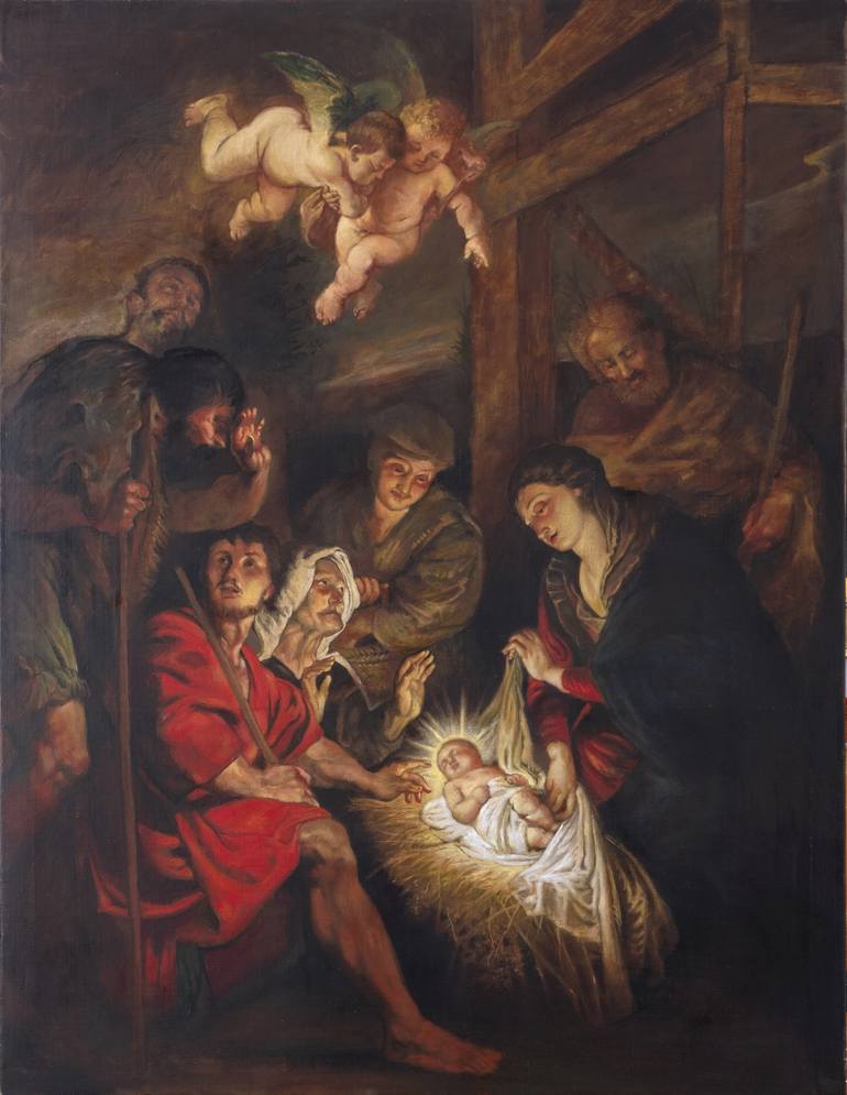 Nativity, inspired by Peter Paul Rubens Painting by Nicola Ancona ...